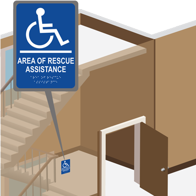 Product: Area of Rescue Assistance Raised Lettering & Braille Door Sign ...